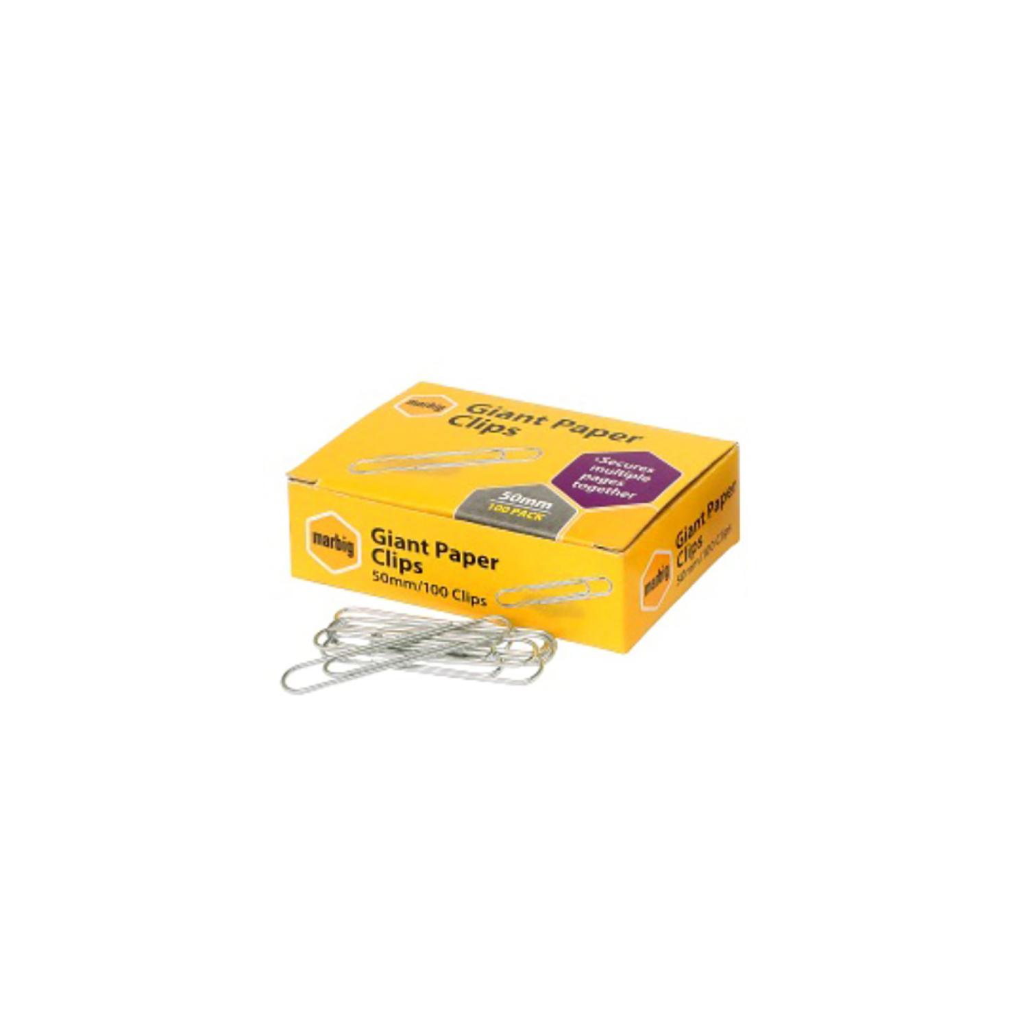 Marbig Paper Clips Giant 50mm – Box Of 100 - Office Equipment